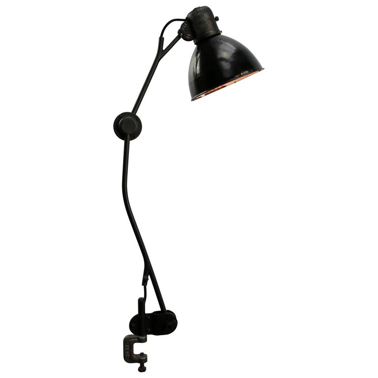 Blank Enamel Metal Vintage Industrial Machinist Work Desk Light at 1stDibs