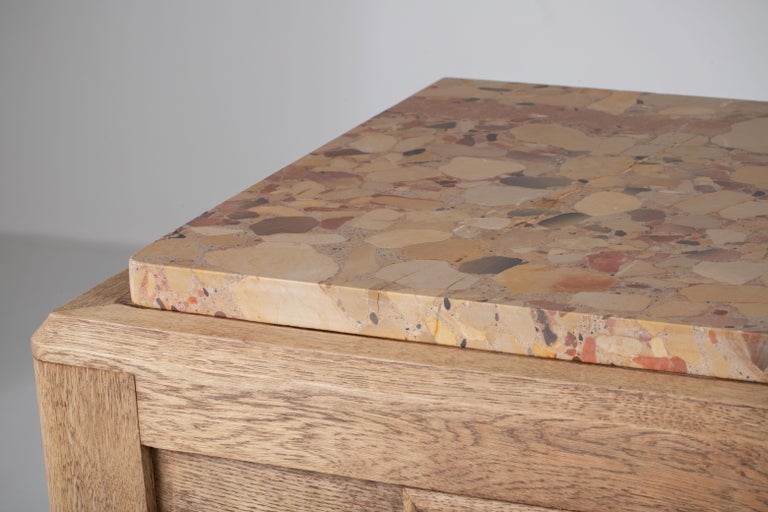 Bleached Art Deco Solid Oak Sideboard, France, 1940s For Sale at 1stDibs