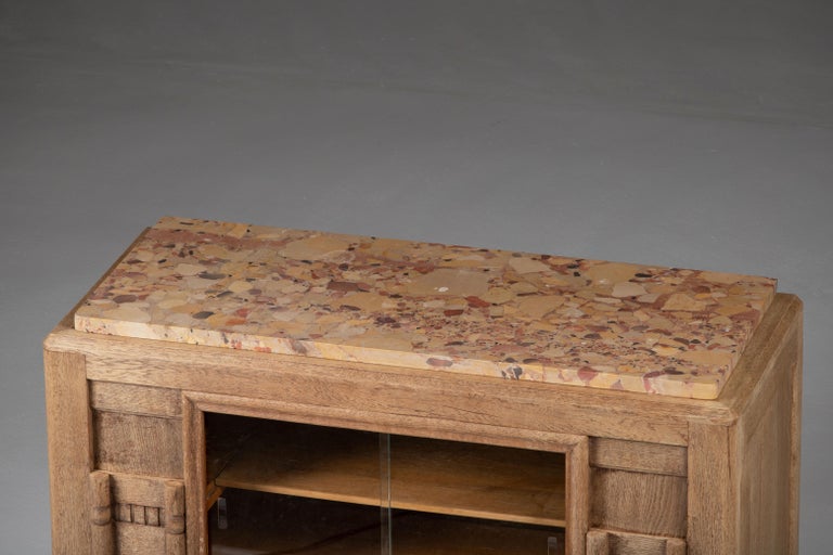 Bleached Art Deco Solid Oak Sideboard, France, 1940s For Sale at 1stDibs