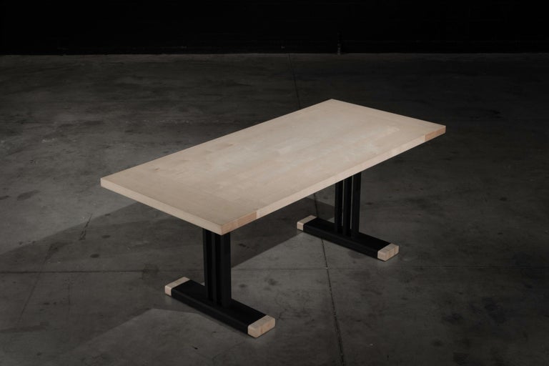 Maple Dining Table with Black Steel and Maple Legs 'Trumbull Dining ...