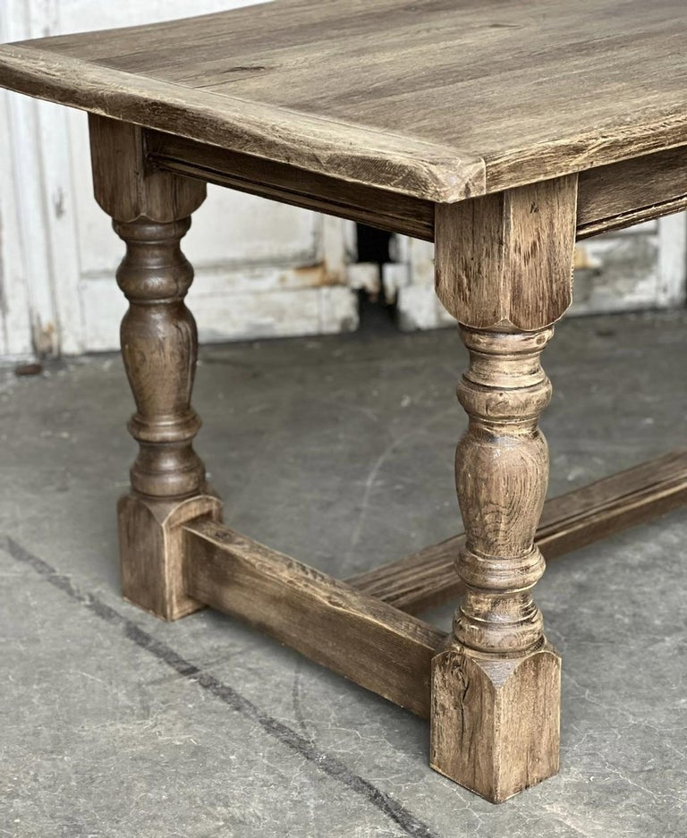 Bleached Oak Farmhouse Dining Table with Extensions For Sale at 1stDibs