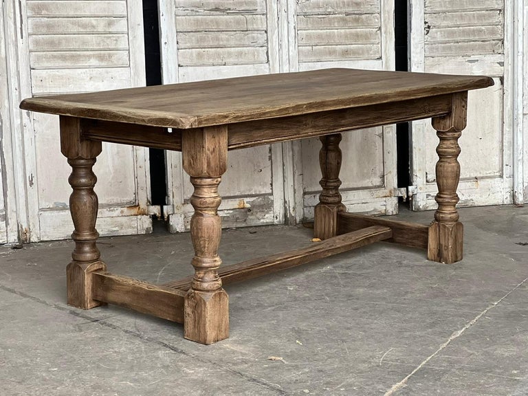 Bleached Oak Farmhouse Dining Table with Extensions For Sale at 1stDibs