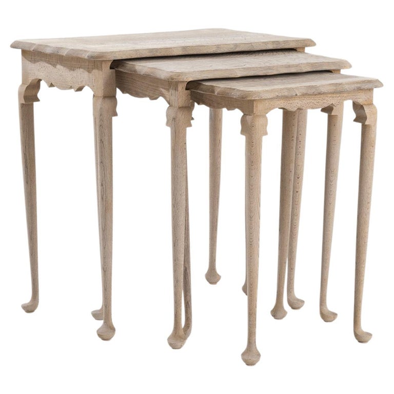 Bleached Oak Nesting Tables, Set of Three For Sale at 1stDibs