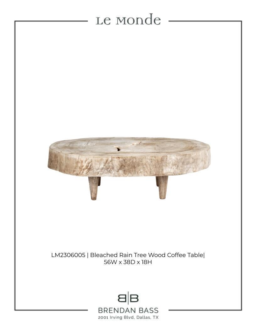 Bleached Rain Tree Wood Coffee Table For Sale at 1stDibs