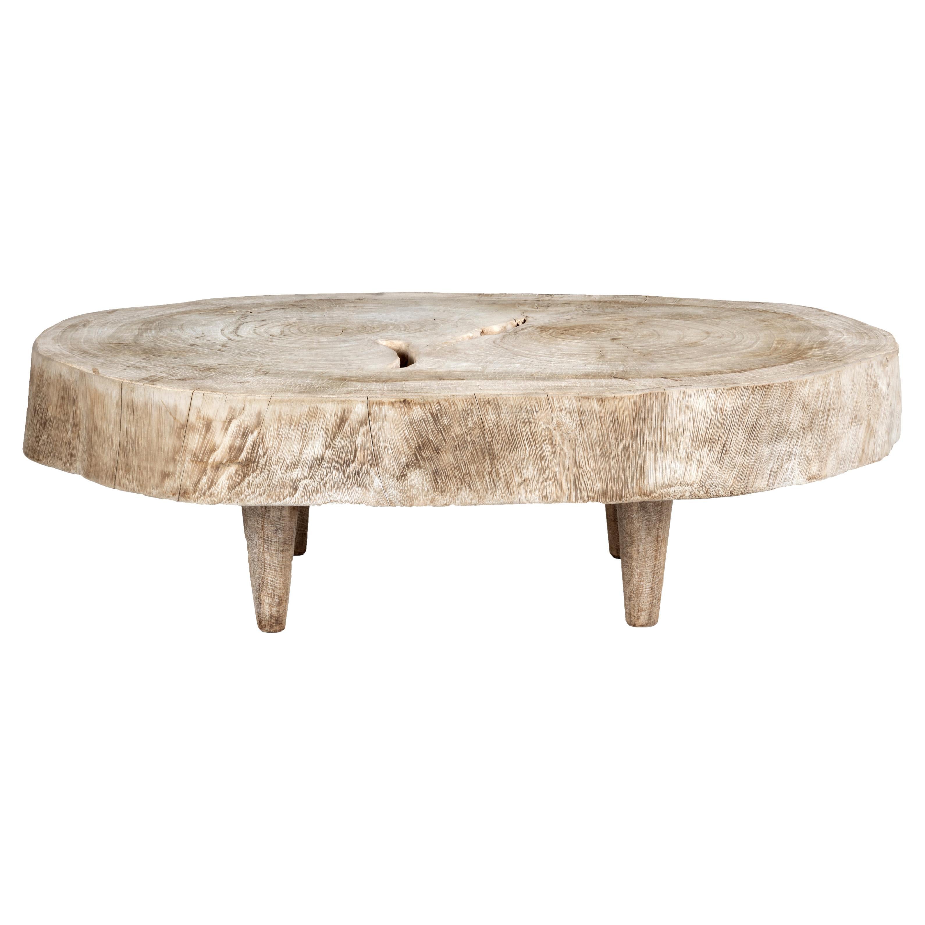 Bleached Rain Tree Wood Coffee Table For Sale at 1stDibs