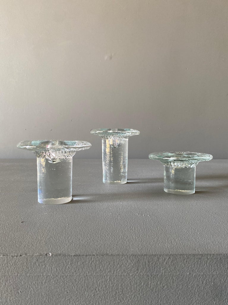 Blenko Art Glass Mushroom Candlesticks, circa 1975 at 1stDibs