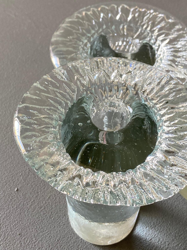 Blenko Art Glass Mushroom Candlesticks, circa 1975 at 1stDibs