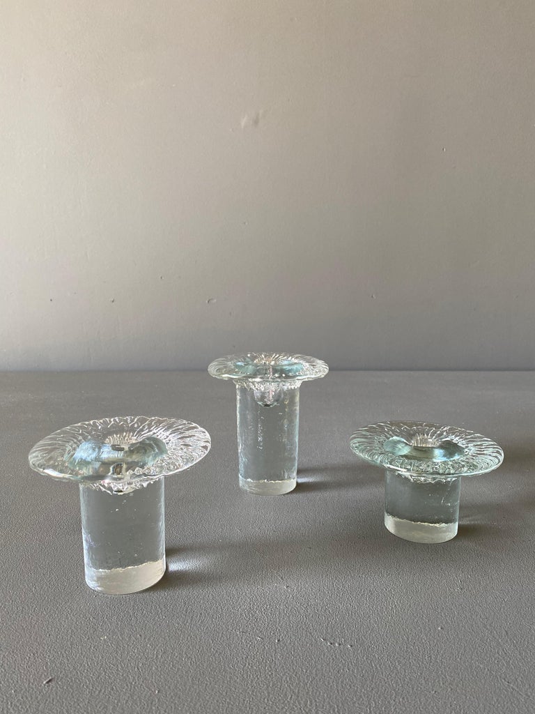 Blenko Art Glass Mushroom Candlesticks, circa 1975 at 1stDibs