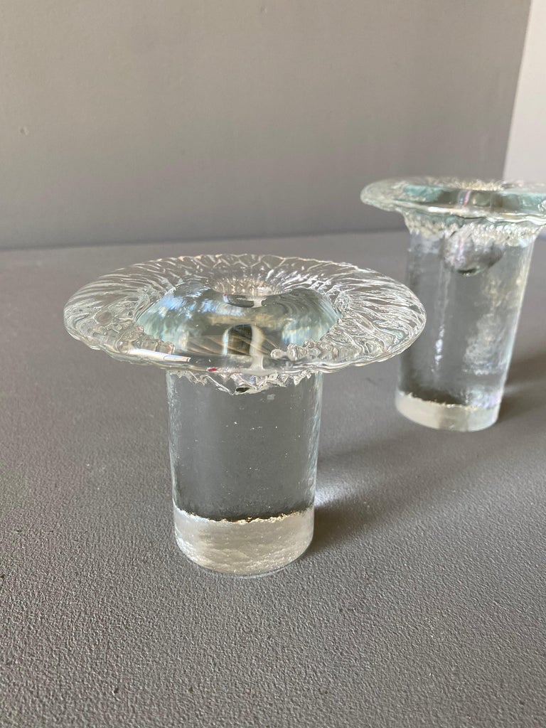 Blenko Art Glass Mushroom Candlesticks, circa 1975 at 1stDibs