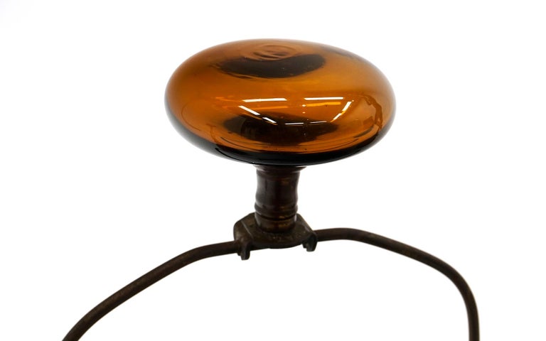 Blenko Art Glass Table Lamps with Original Glass Finials at 1stDibs