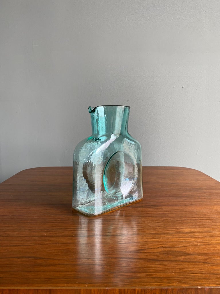 Blenko Blue Art Glass "Water Bottle", circa 1970 For Sale at 1stDibs
