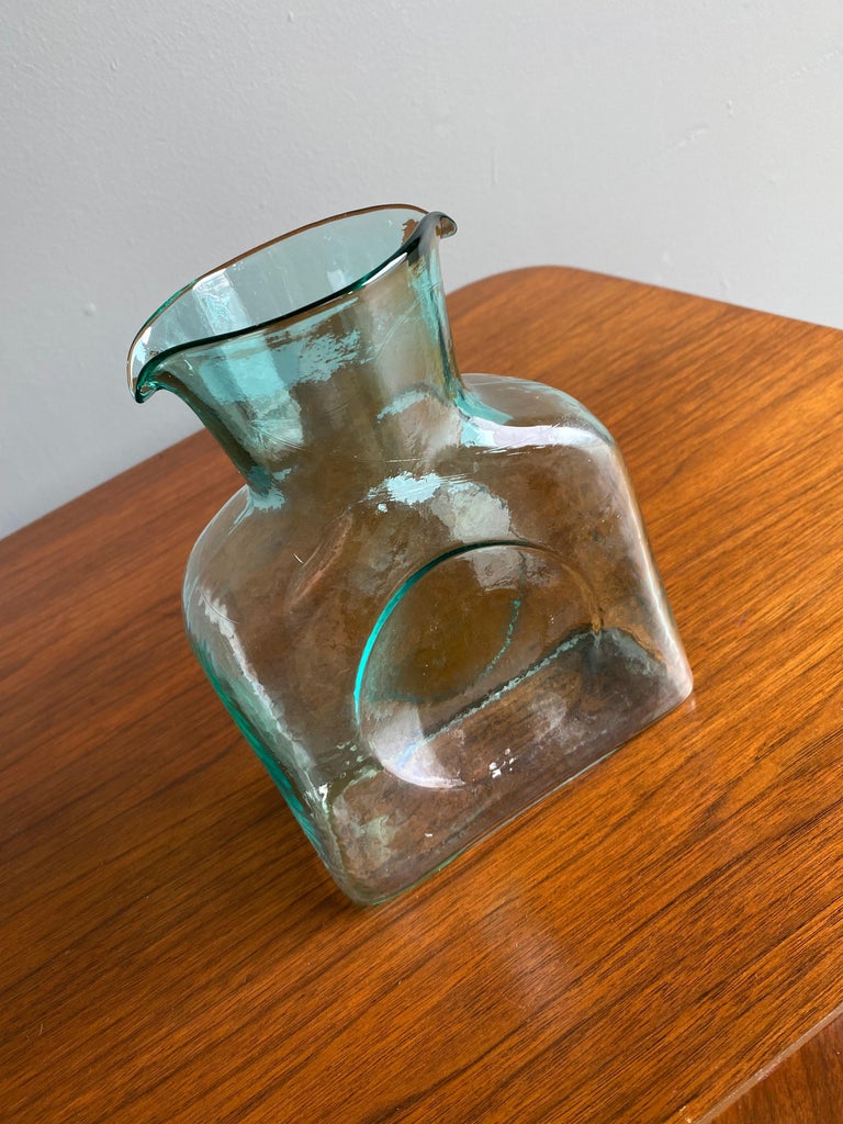 Blenko Blue Art Glass "Water Bottle", circa 1970 For Sale at 1stDibs