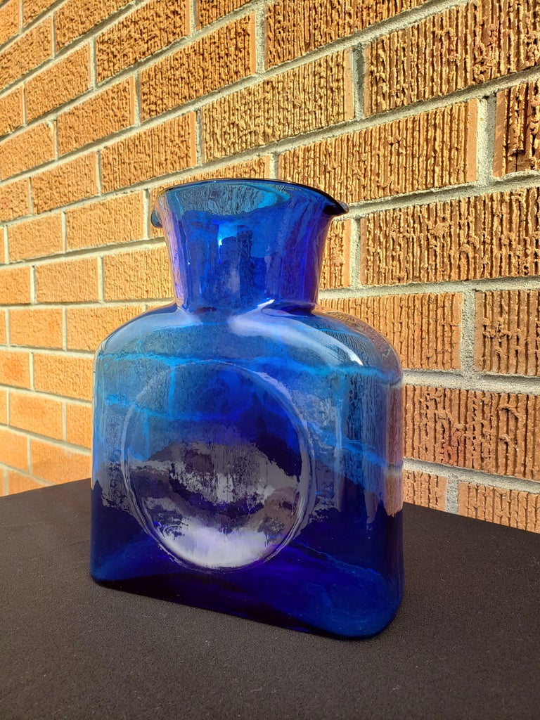 Blenko Cobalt Blue Water Bottle For Sale at 1stDibs