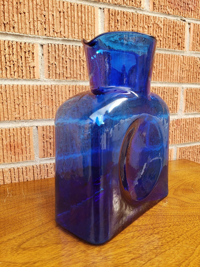 Blenko Cobalt Blue Water Bottle For Sale at 1stDibs | blenko water ...