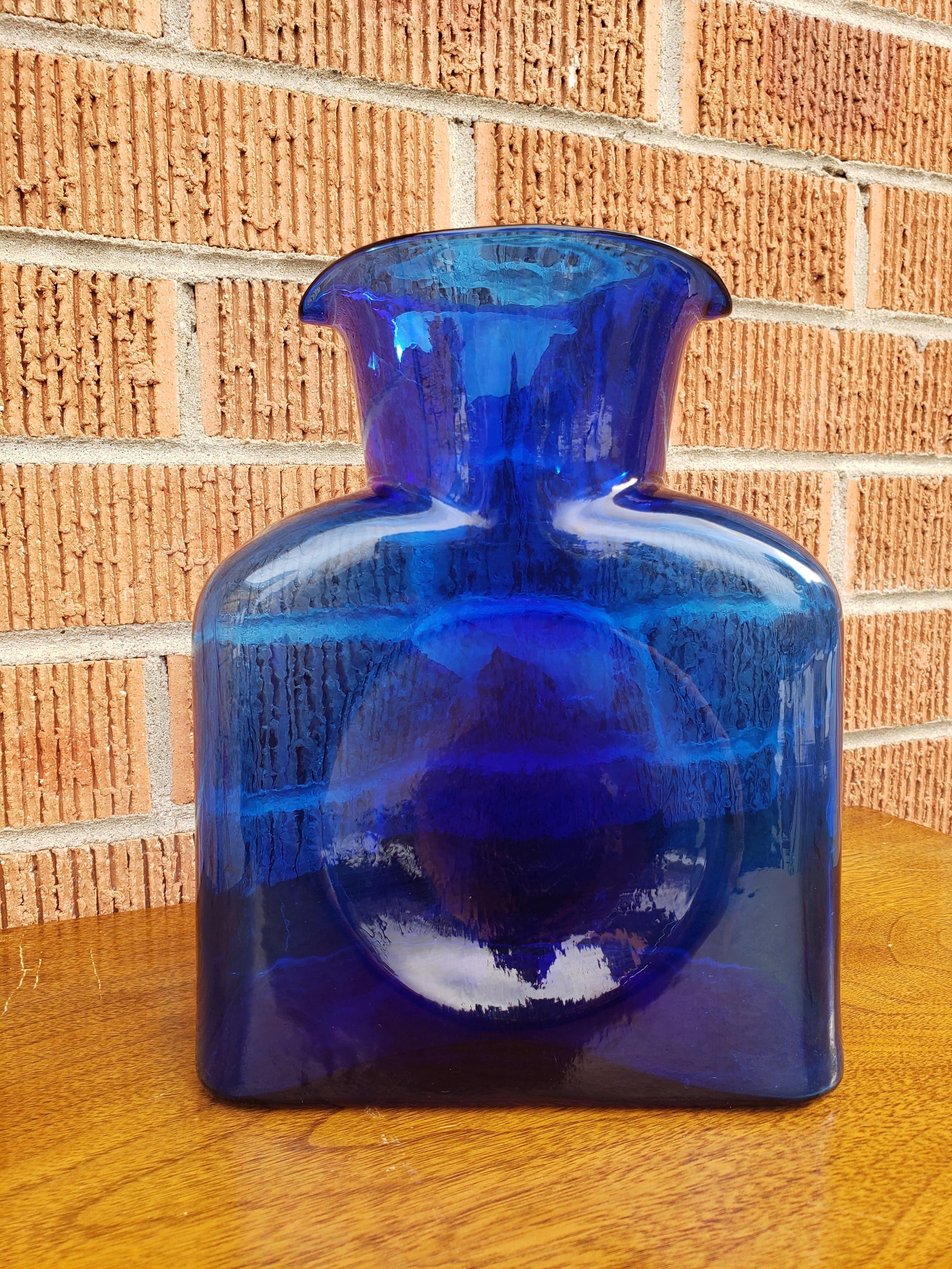 Blenko Cobalt Blue Water Bottle For Sale at 1stDibs | blanco vase ...