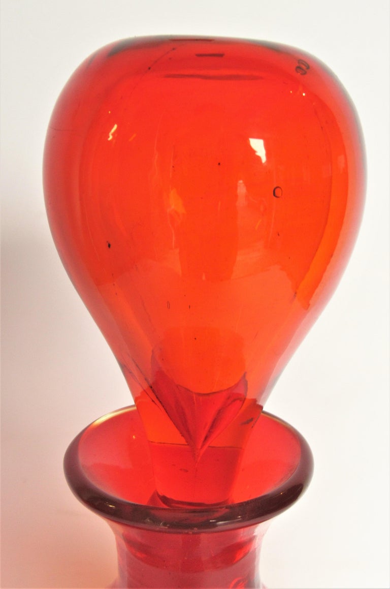 Blenko Crackle Glass Decanter Bottle by Wayne Husted at 1stDibs