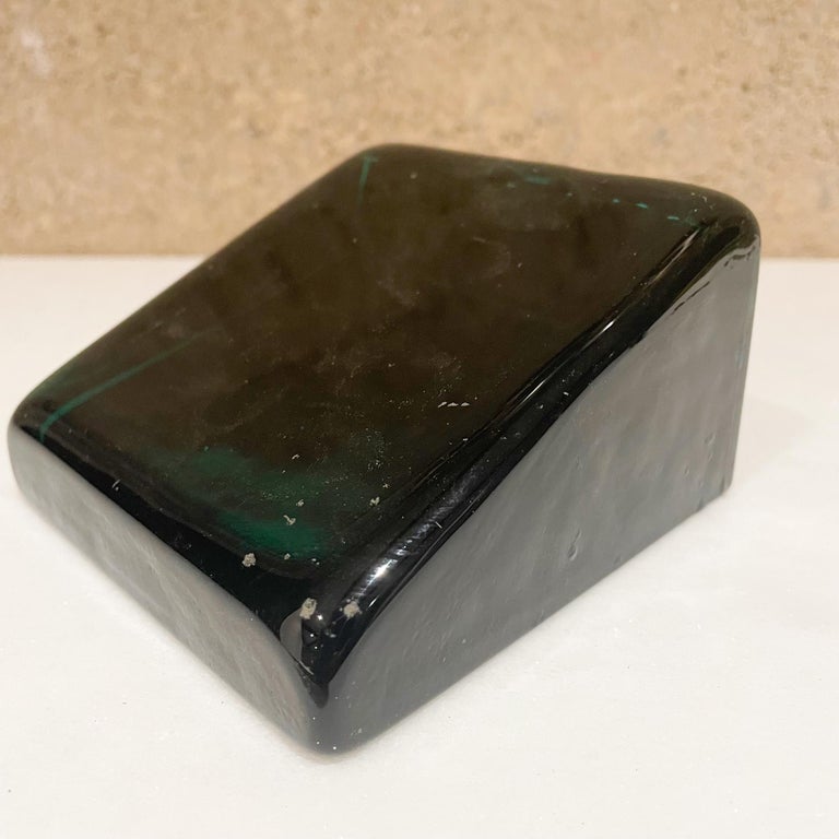 Blenko Emerald Green Art Glass Modernist Wedge Block Bookend Wayne ...