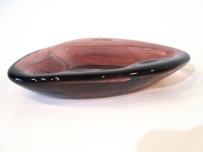 Blenko Freeform Amethyst Handcrafted Art Glass Bowl For Sale at 1stDibs
