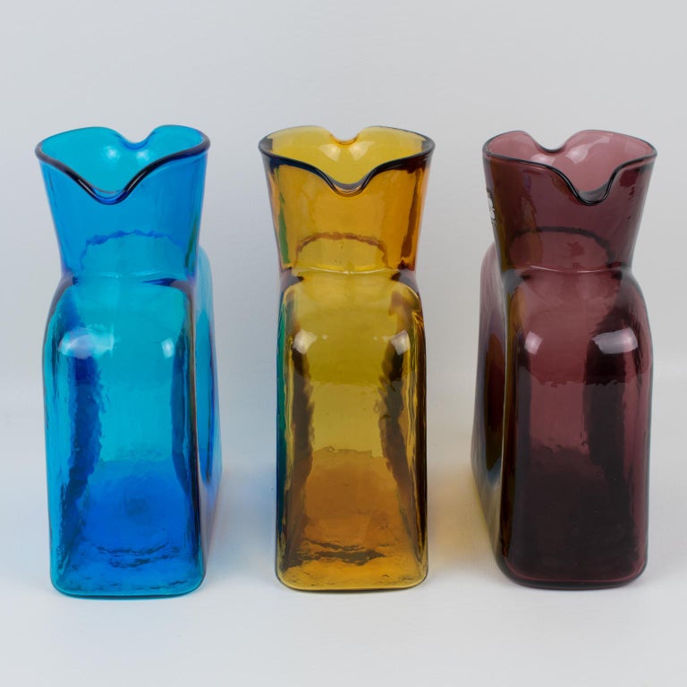Blenko Glass Double Spouted Pitcher Decanter, a trio in Mid-Century ...