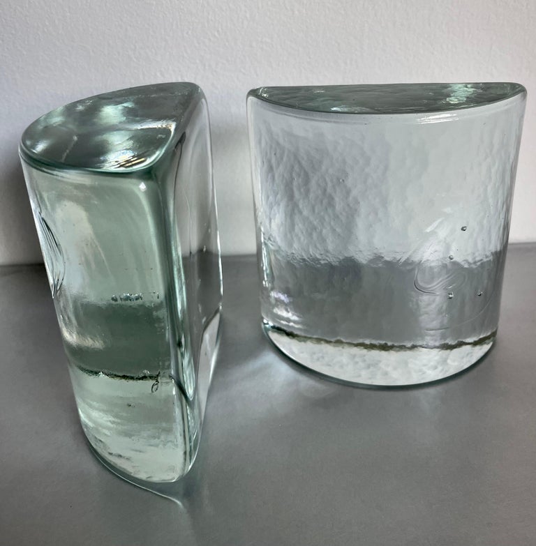 Blenko Glass Half Circle Bookends by Wayne Husted, 1960s For Sale at ...