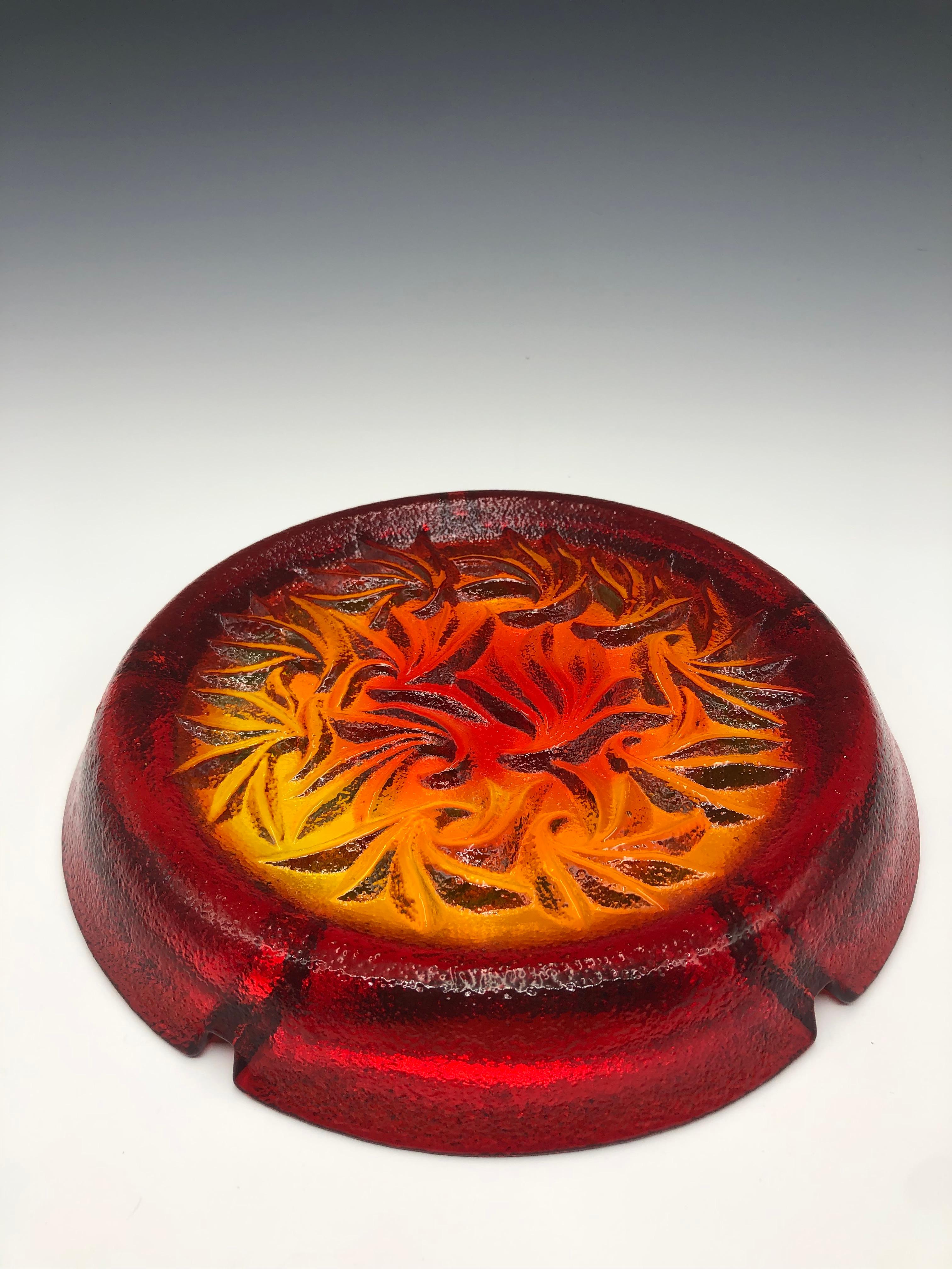 Blenko Glass - Blenko Mid-Century Modern Red Amberina Glass Ashtray For ...