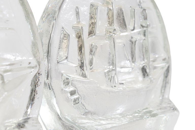 Blenko Glass Ship Bookends, a Pair For Sale at 1stDibs