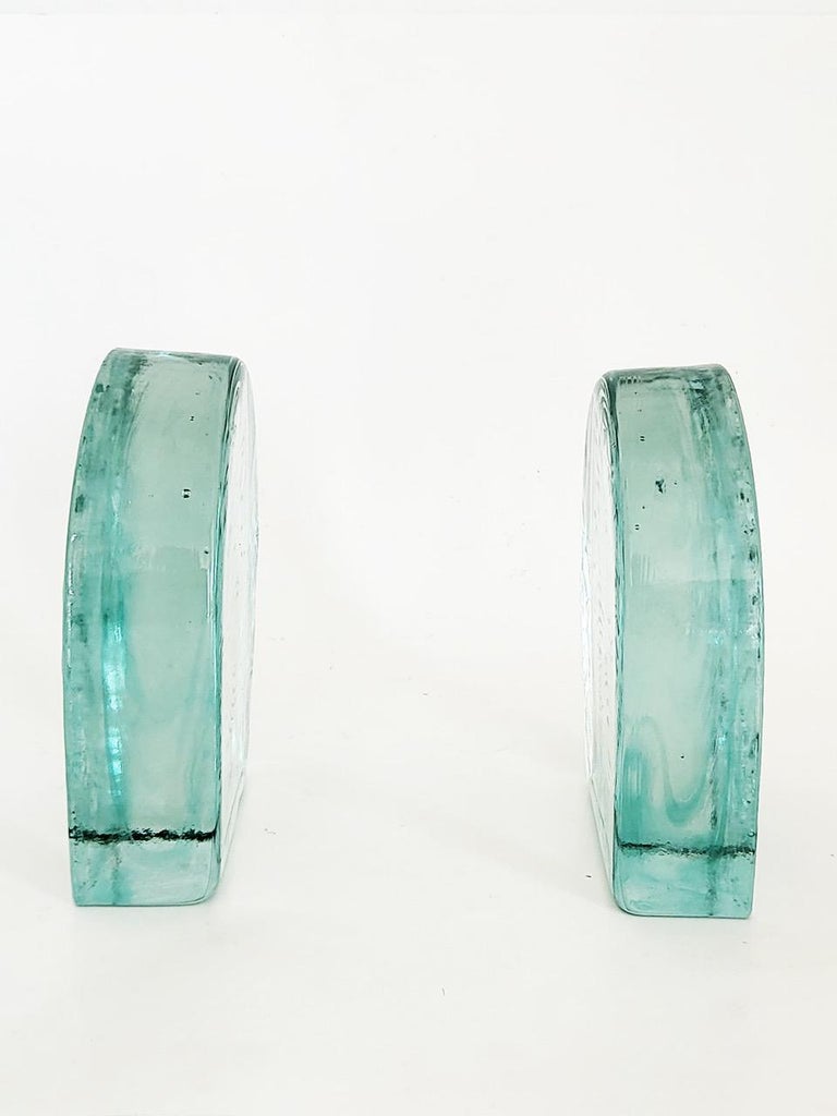 Blenko Glass Twisted Hearts Clear Block Bookends Wayne Husted, 1969 For ...