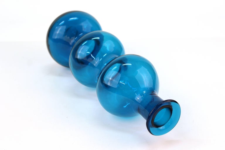 Blenko Mid-Century Modern Art Glass Bottle Vase in Blue-Green at ...