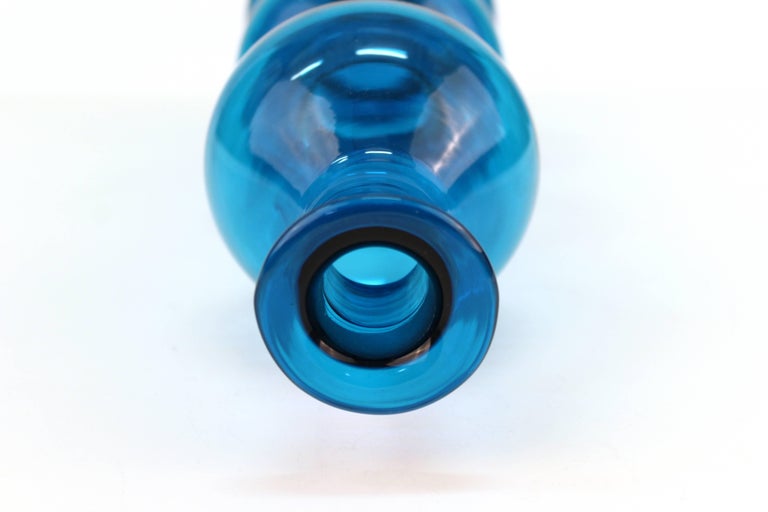 Blenko Mid-Century Modern Art Glass Bottle Vase in Blue-Green at ...