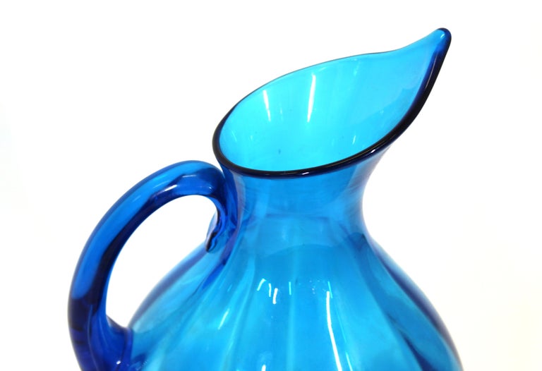 Blenko Mid-Century Modern Blue Glass Pitcher For Sale at 1stDibs ...