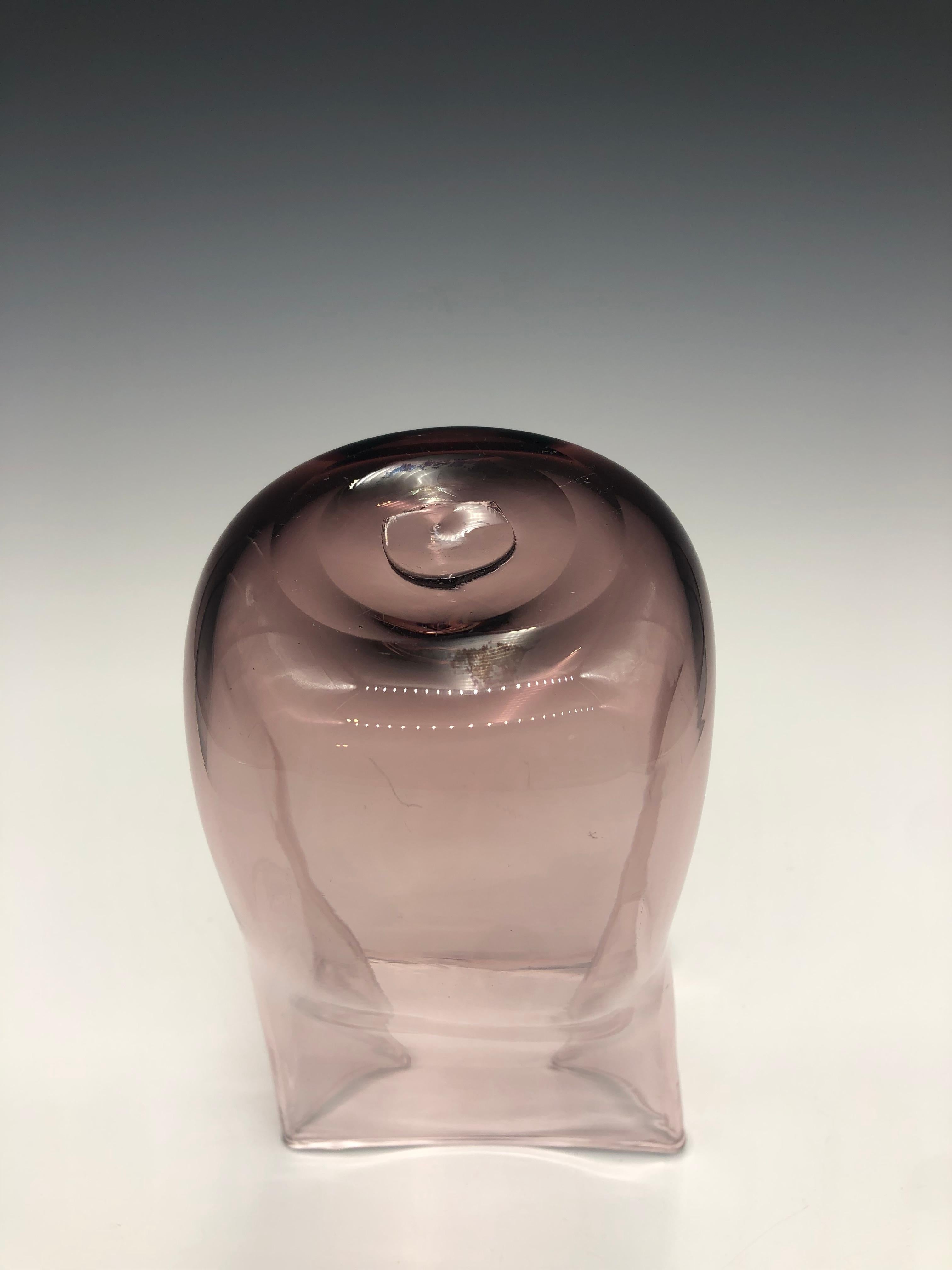Blenko Purple Hand Blown Glass Paper Bag Vase For Sale at 1stDibs