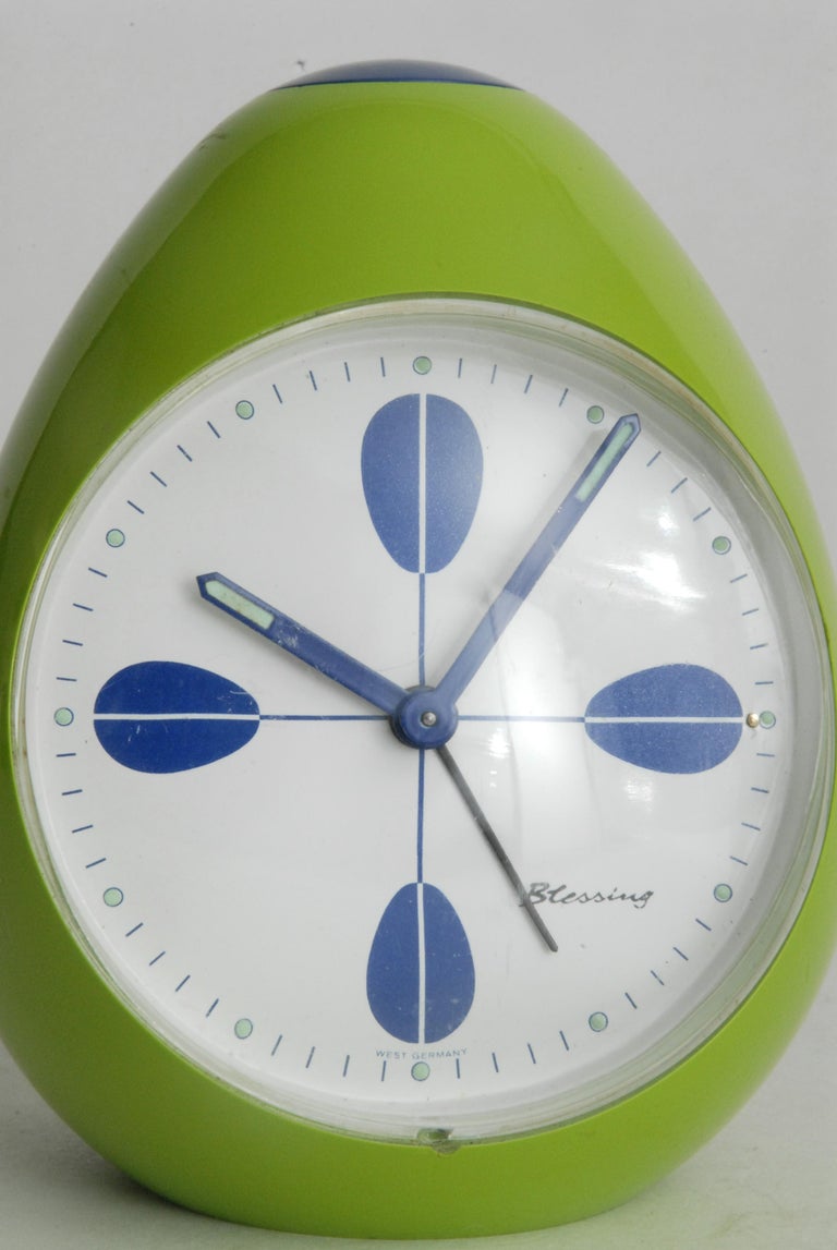 Blessing Pear Shape Clock West Germany Green and Blue Retro, circa 1968 ...