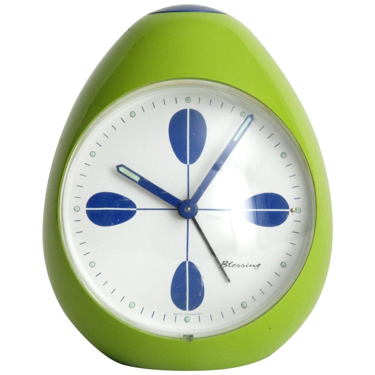Blessing Pear Shape Clock West Germany Green and Blue Retro, circa 1968 ...