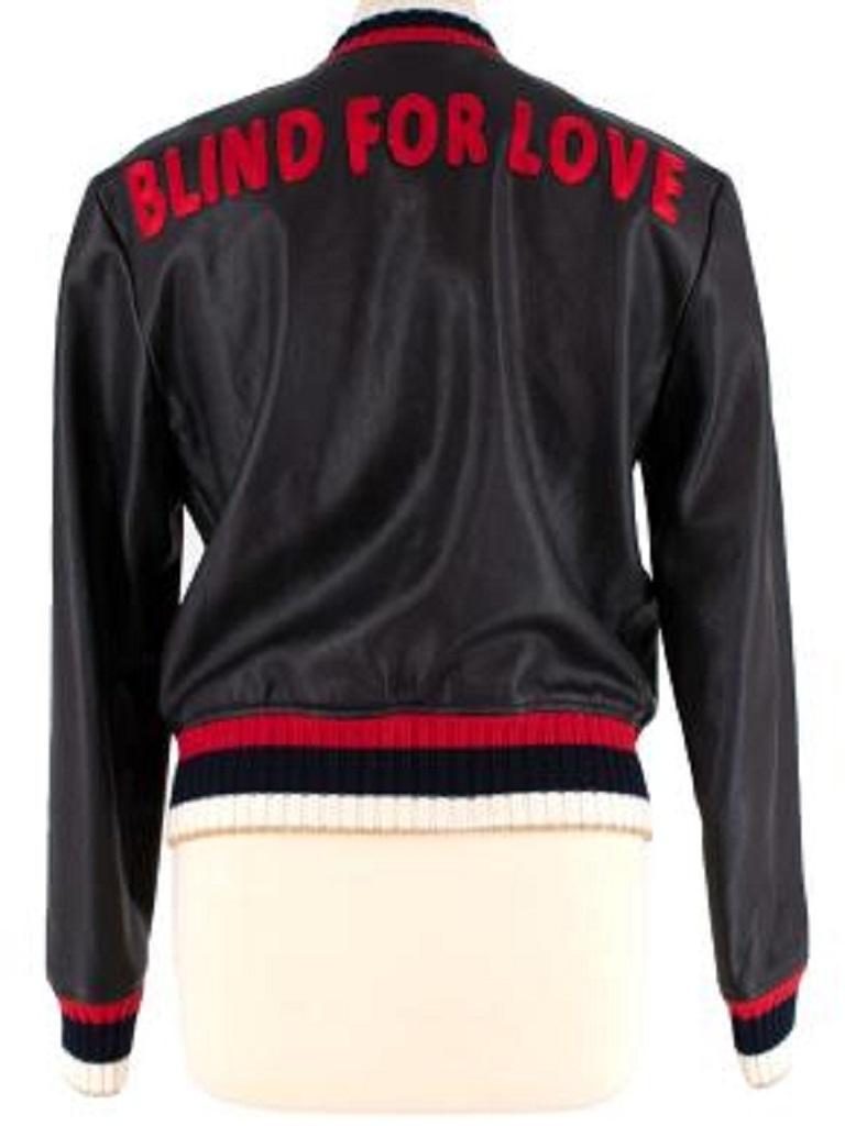 Blind For Love Black Leather Bomber Jacket For Sale at 1stDibs | blind for love jacket, blind ...
