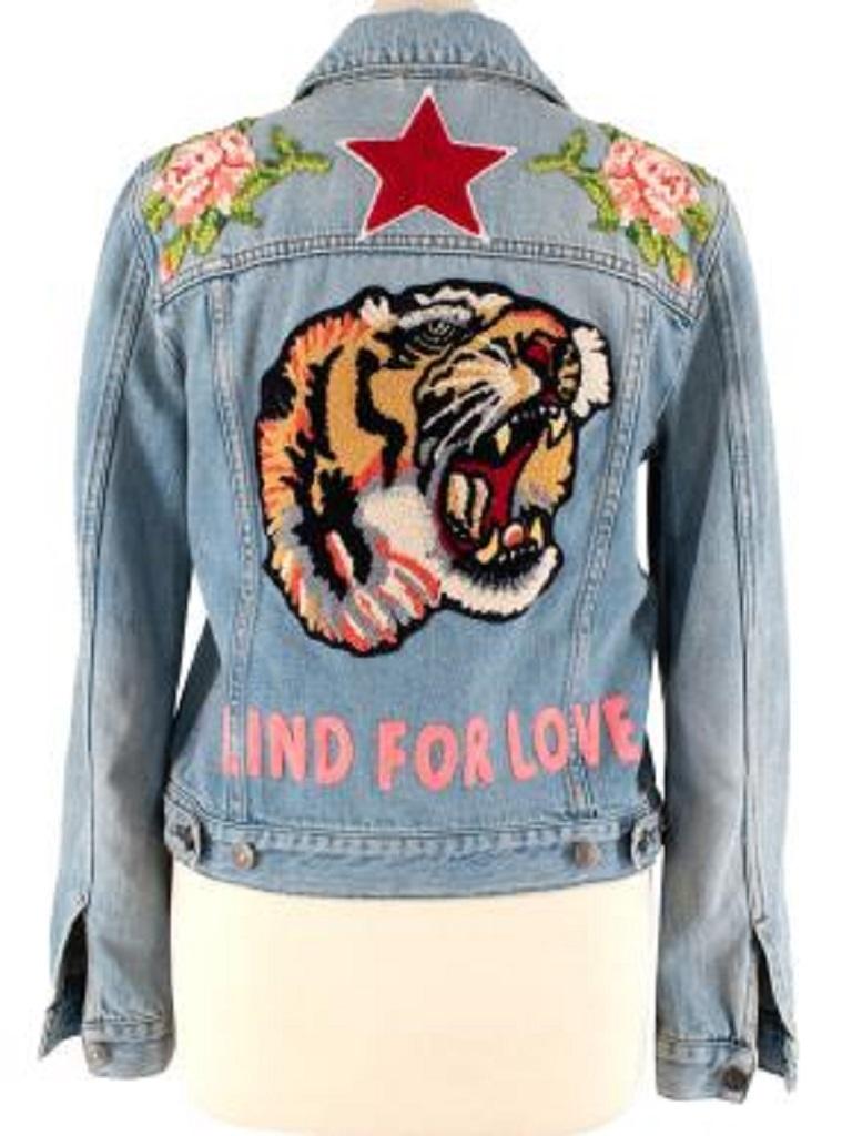 Blind For Love Embroidered Denim Jacket For Sale at 1stDibs