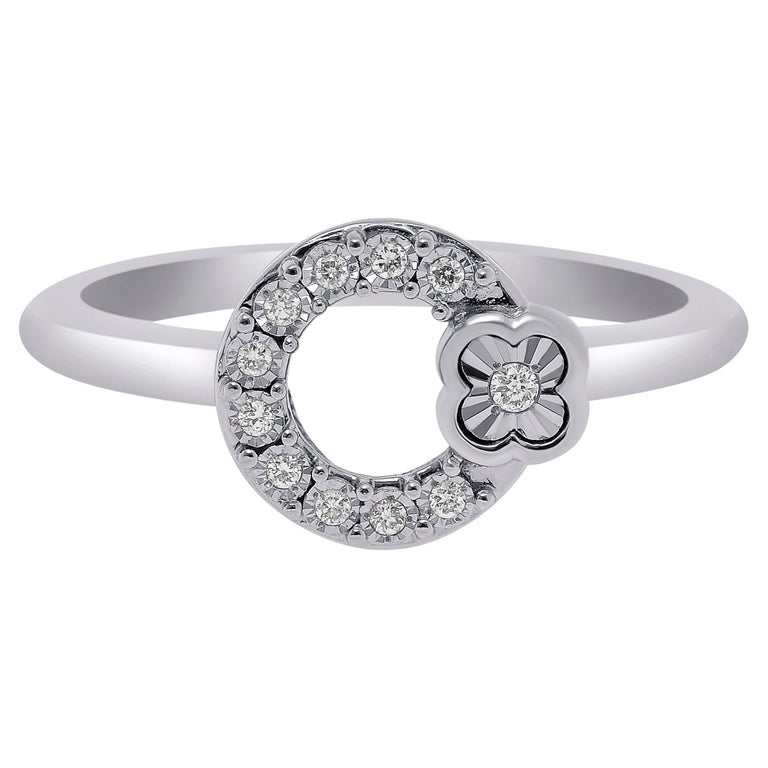 Bliss by Damiani 18k White Gold, Diamond Center Design Ring For Sale at ...