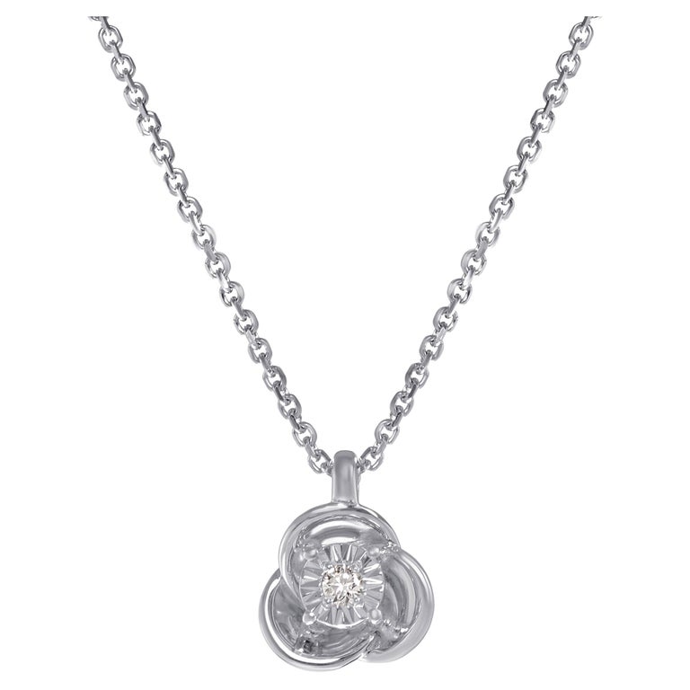 Bliss by Damiani 18k White Gold, Diamond Flower Pendant Necklace For ...