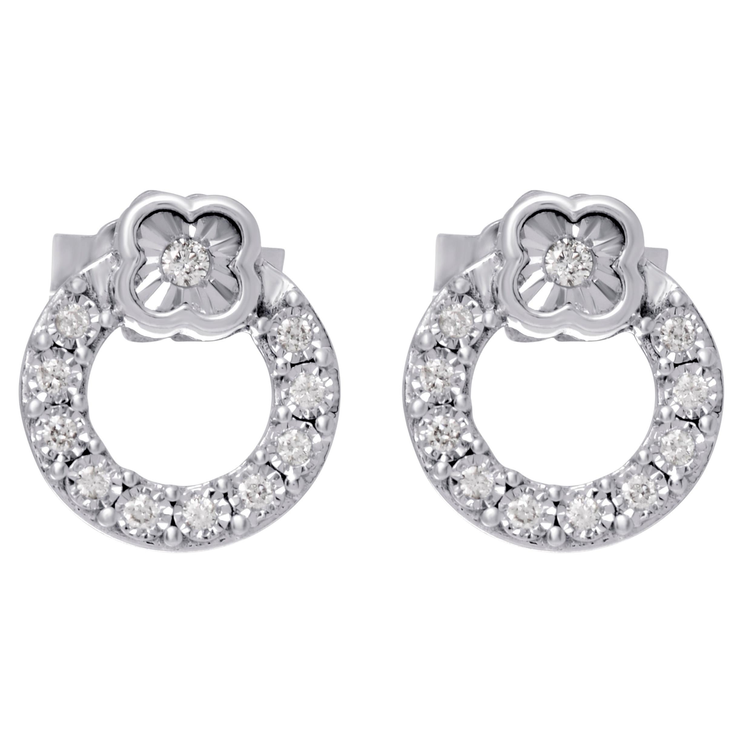 Bliss by Damiani 18K White Gold, Diamond Cluster Drop Earrings For Sale ...