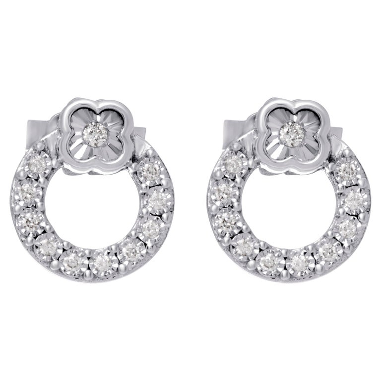 Bliss by Damiani 18k White Gold Diamond Stud Earrings For Sale at 1stDibs
