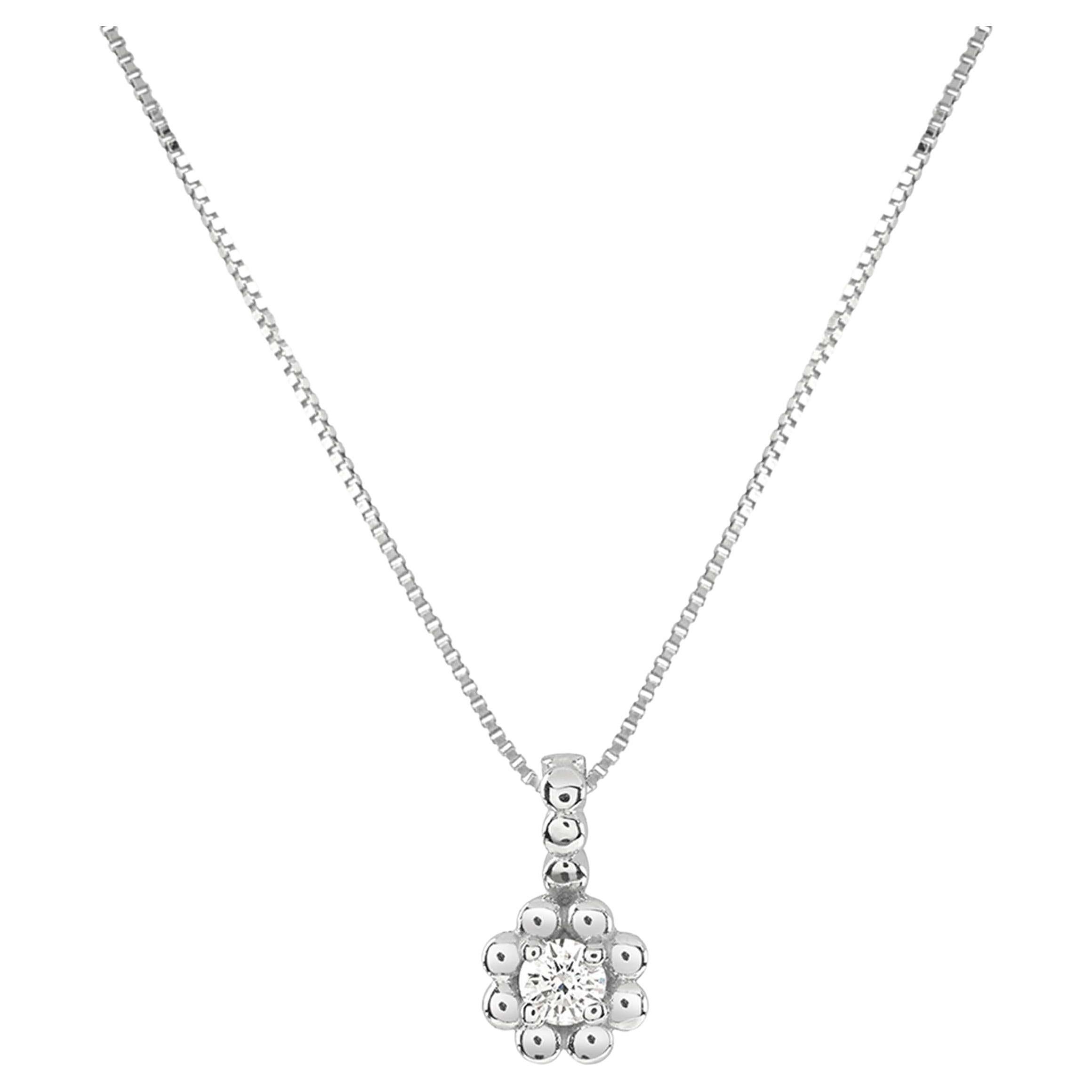 Bliss by Damiani 18k White Gold, Diamond Flower Pendant Necklace For ...