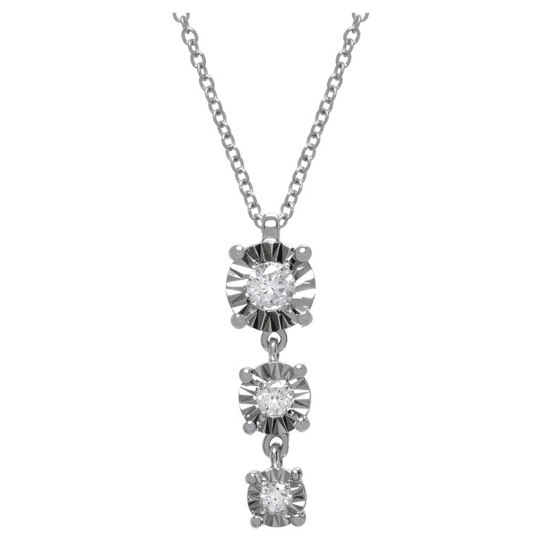 Bliss by Damiani Sole 18k White Gold, Graduating Diamond Pendant ...