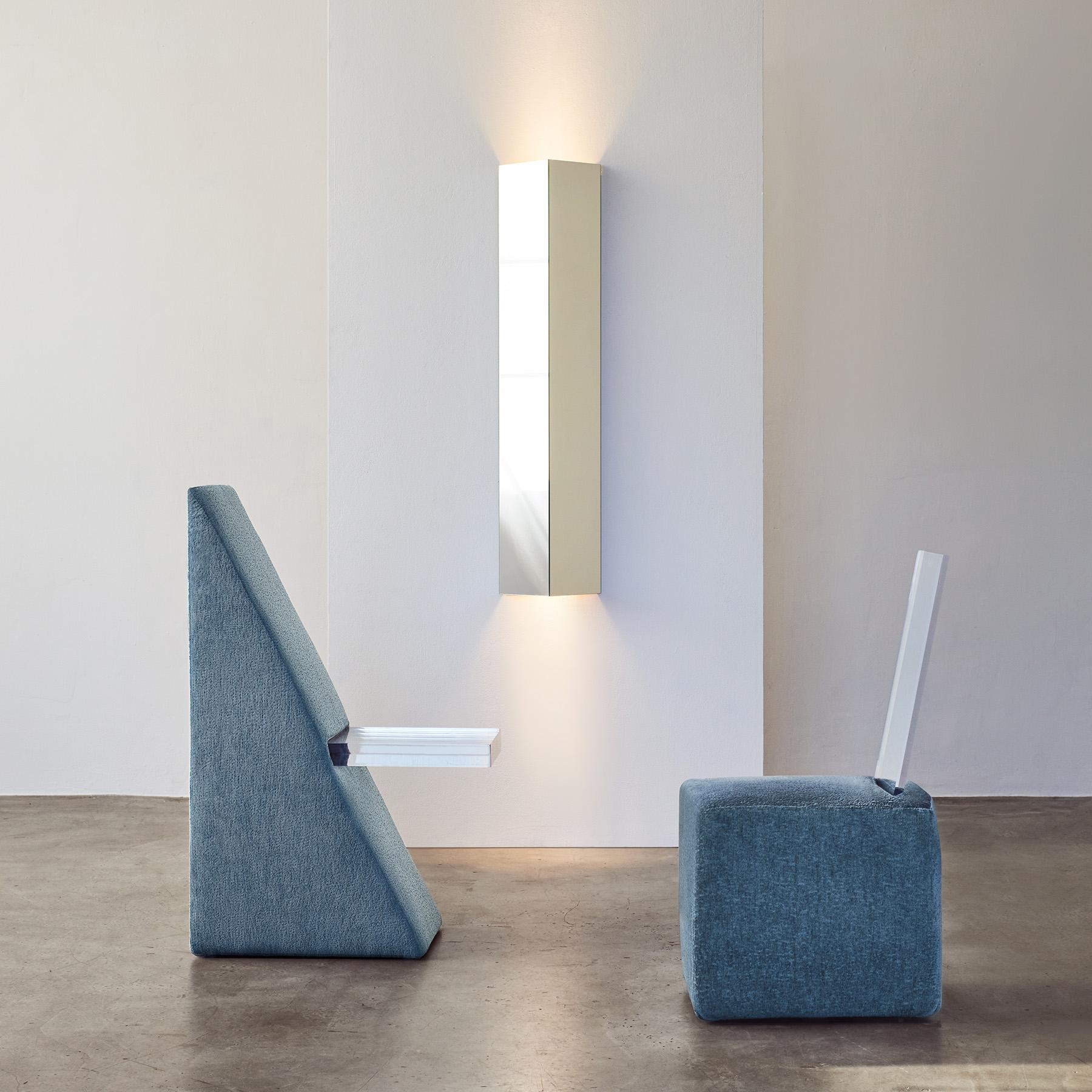 BLOC Cube Sky Blue Textured Upholstered Lucite Chair by Caroline Chao ...