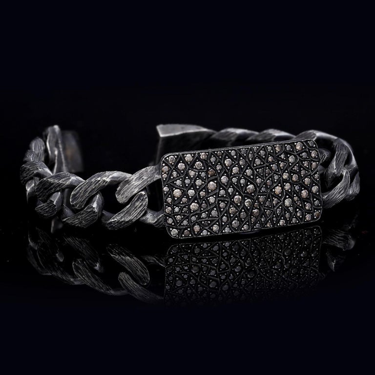 Block Chain Collection, Bracelet, 65 gm Silver, 4.10 Carat Champagne ...