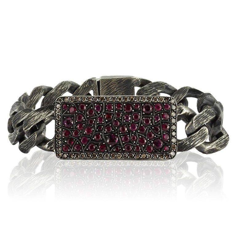 Block Chain Collection, Bracelet, 67 gm Silver, 7.05 Carat Rubies For ...