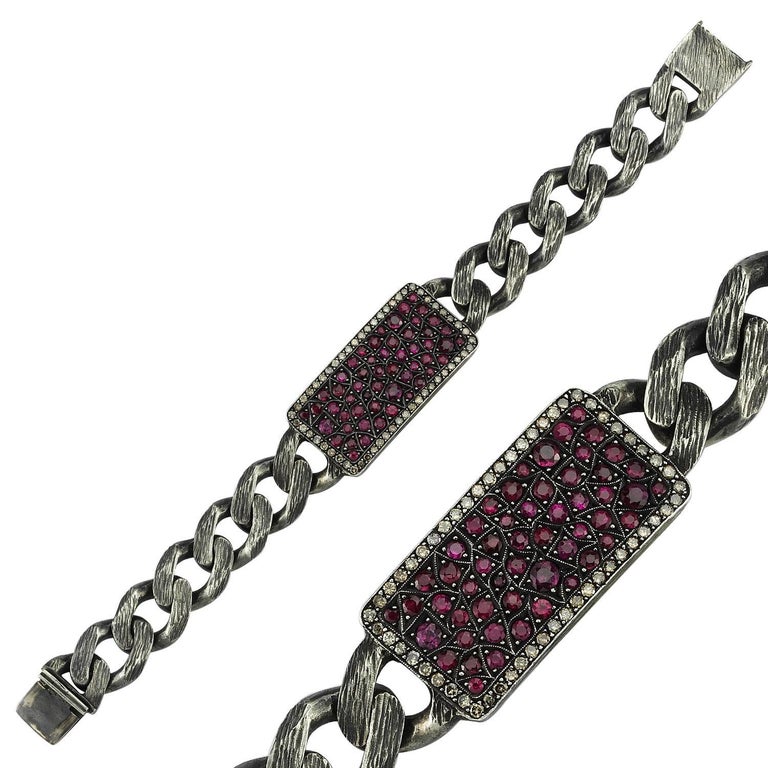 Block Chain Collection, Bracelet, 67 gm Silver, 7.05 Carat Rubies For ...