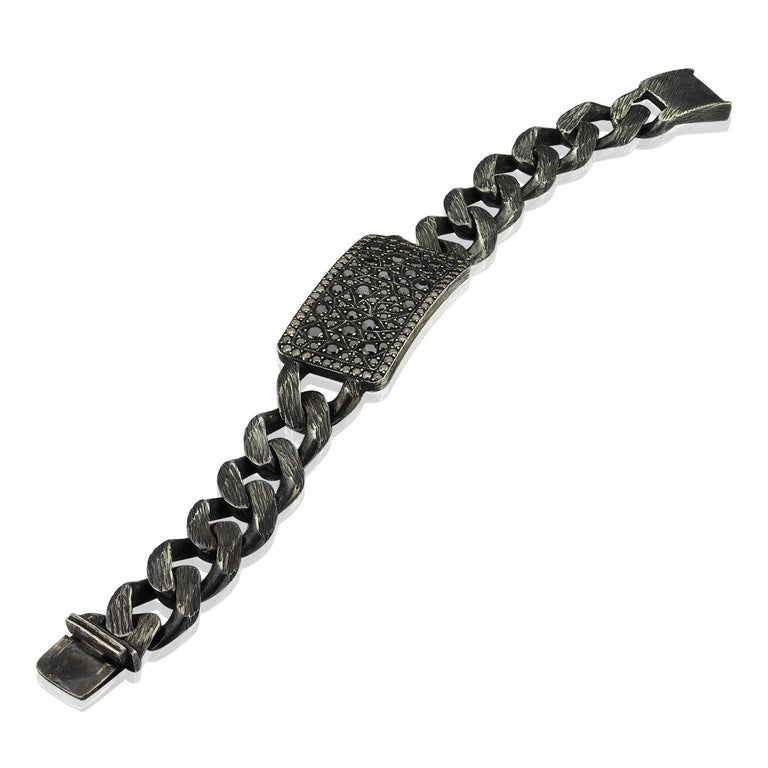 Block Chain Collection, Bracelet, 70 gm Silver, 4.70 Carat Black ...