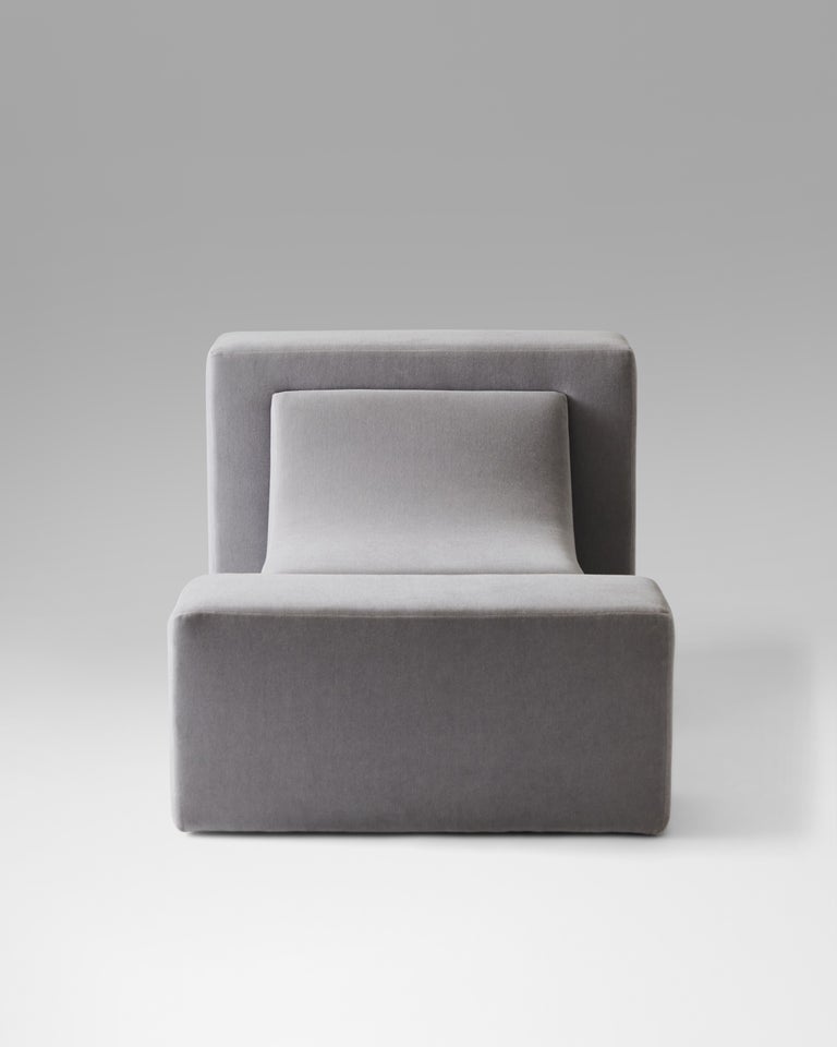 Block Lounge Chair Upholstered in Maharam Velvet Mohair by Estudio ...