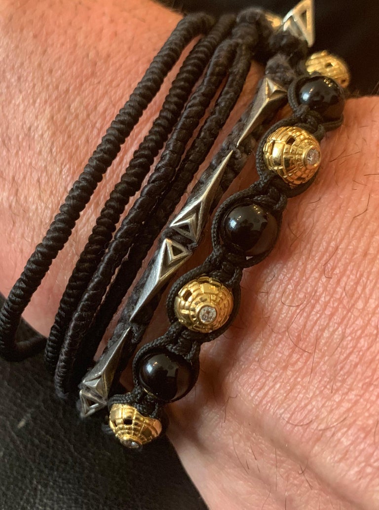 Blockchain Diamond and Gold Bead Bracelet For Sale at 1stDibs