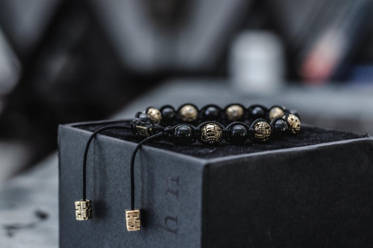Blockchain Diamond and Gold Bead Bracelet For Sale at 1stDibs