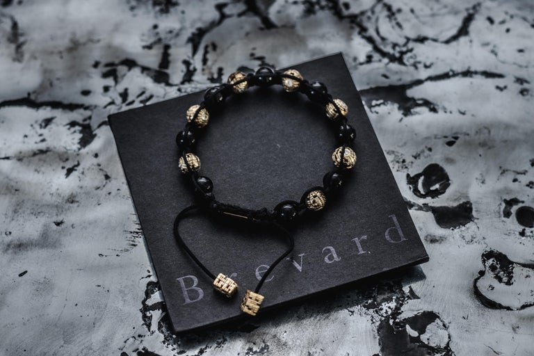 Blockchain Diamond and Gold Bead Bracelet For Sale at 1stDibs